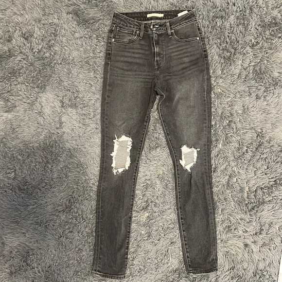 Levi's | Jeans | Levis High Rise Dark Grey Ripped Skinny Jeans | Poshmark